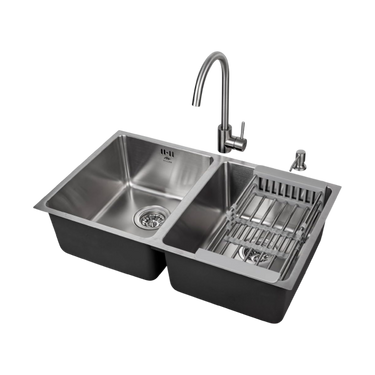 Premium Undermount Top Mount Double Bowl Sink with Faucet and Soap Dis