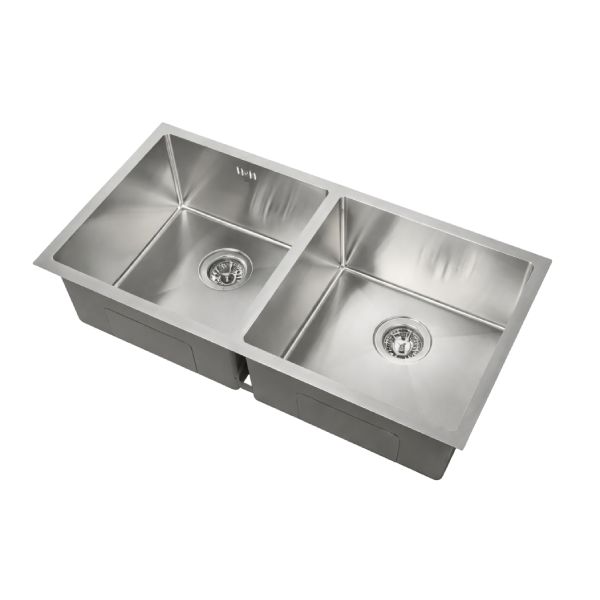 MILLEN Handmade Undermount Sink, Double Bowl, Satin Finish, Soundproof