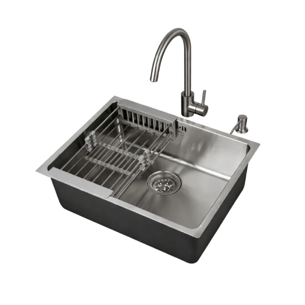 MILLEN Topmount Sink, Single Bowl, Satin Finish, Soundproof, Color Sta