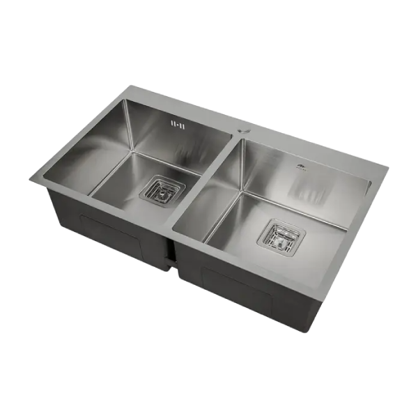 MILLEN Handmade Topmount Sink, Double Bowl, Satin Finish, Soundproof,